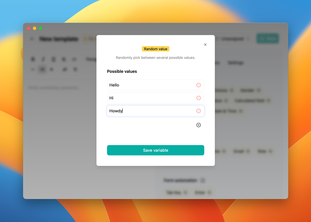 Insert a random value